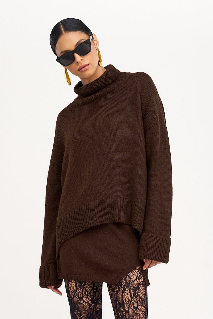 Lisa Alpaca Mini Skirt in Brown