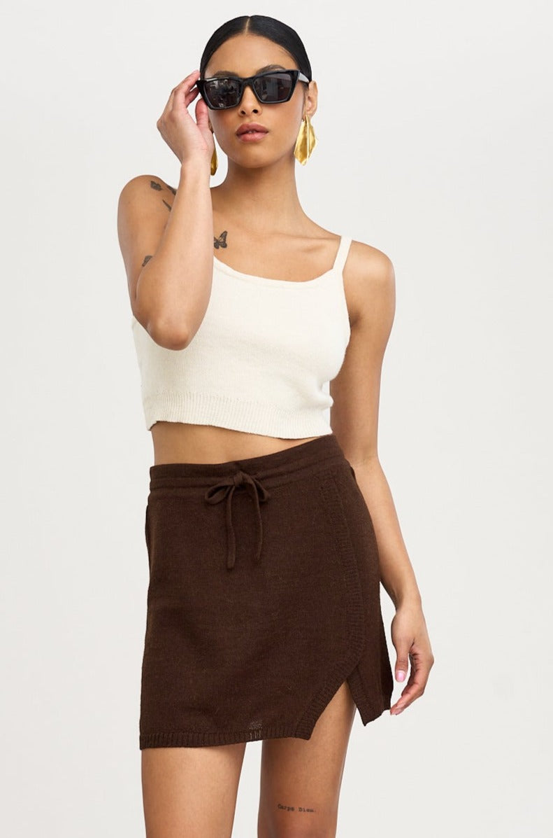 Lisa Alpaca Mini Skirt in Brown