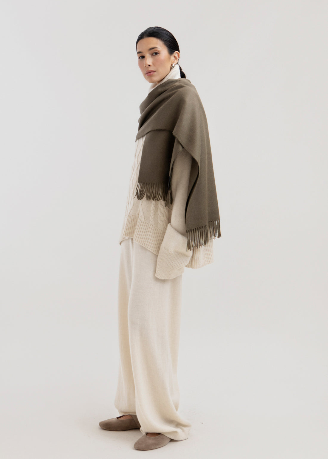 Rowan Shawl | Moss Green | Baby Alpaca | Ahblo